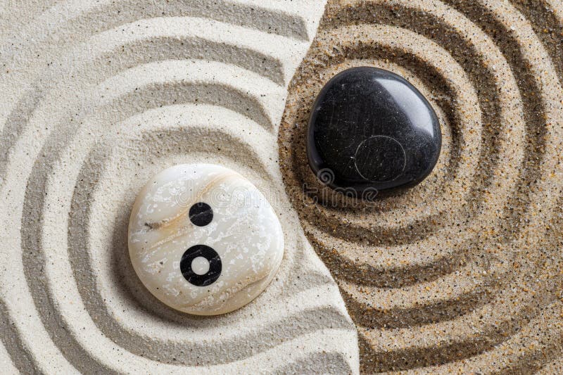Two Stones Placed in the Sand, Forming a Yin and Yang Symbol ...