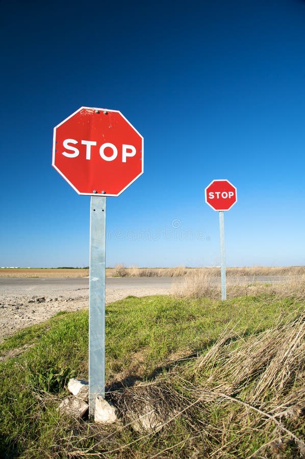 Two stop traffic signs stock image. Image of warning, transport - 9157727
