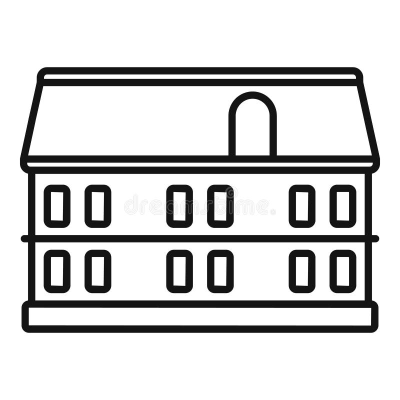 Two Storey Building with Attic Illustration Featuring Six Windows on ...