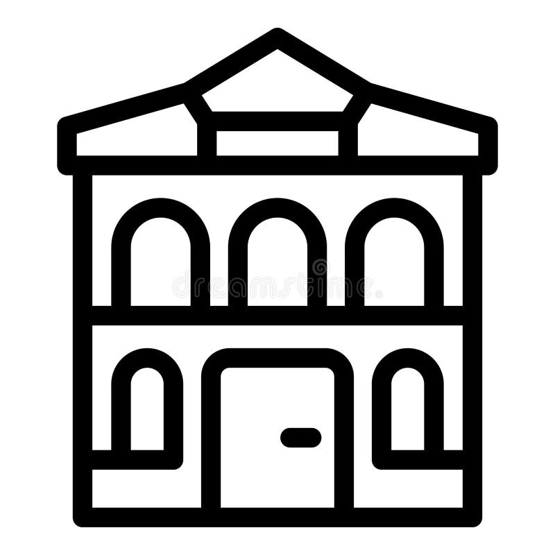 Two Storey Building Facade with Arched Windows and Door Stock ...