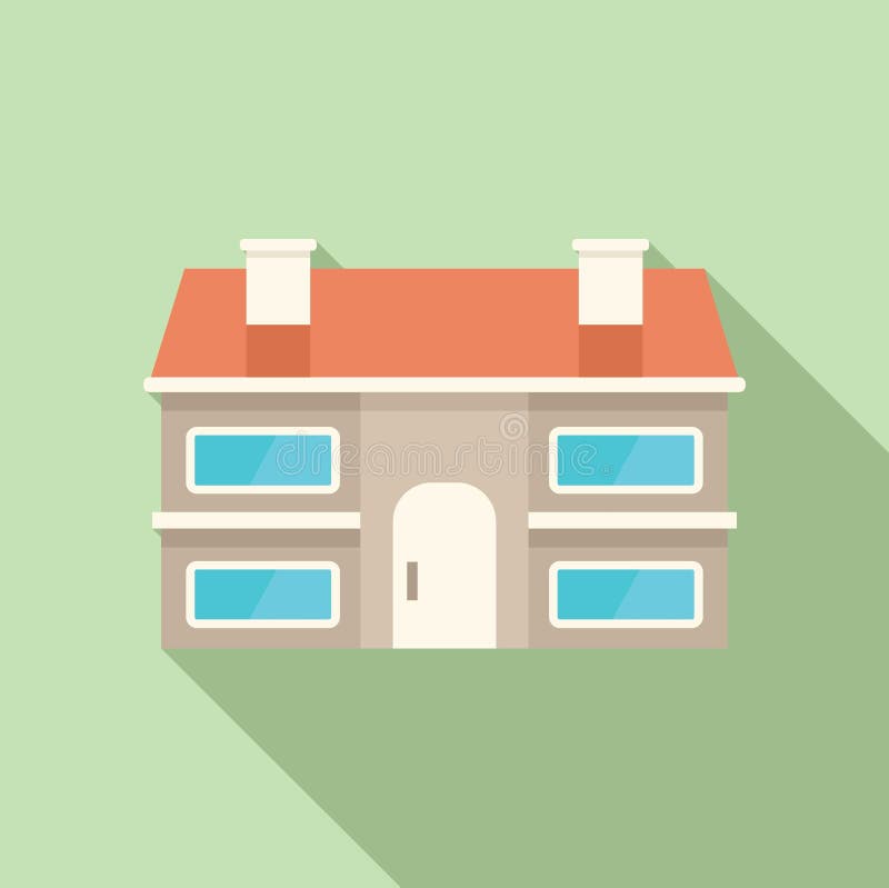 Two Storey Building Facade with Red Roof and Chimneys Stock ...