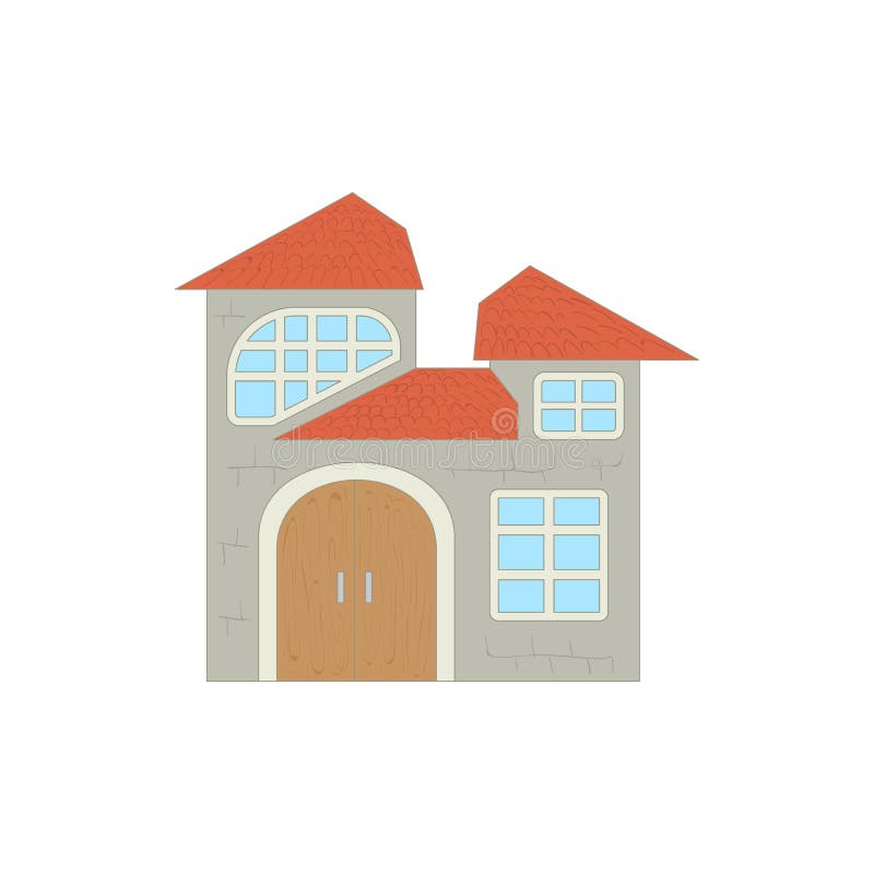 Two Storey House Icon, Cartoon Style Stock Illustration - Illustration ...