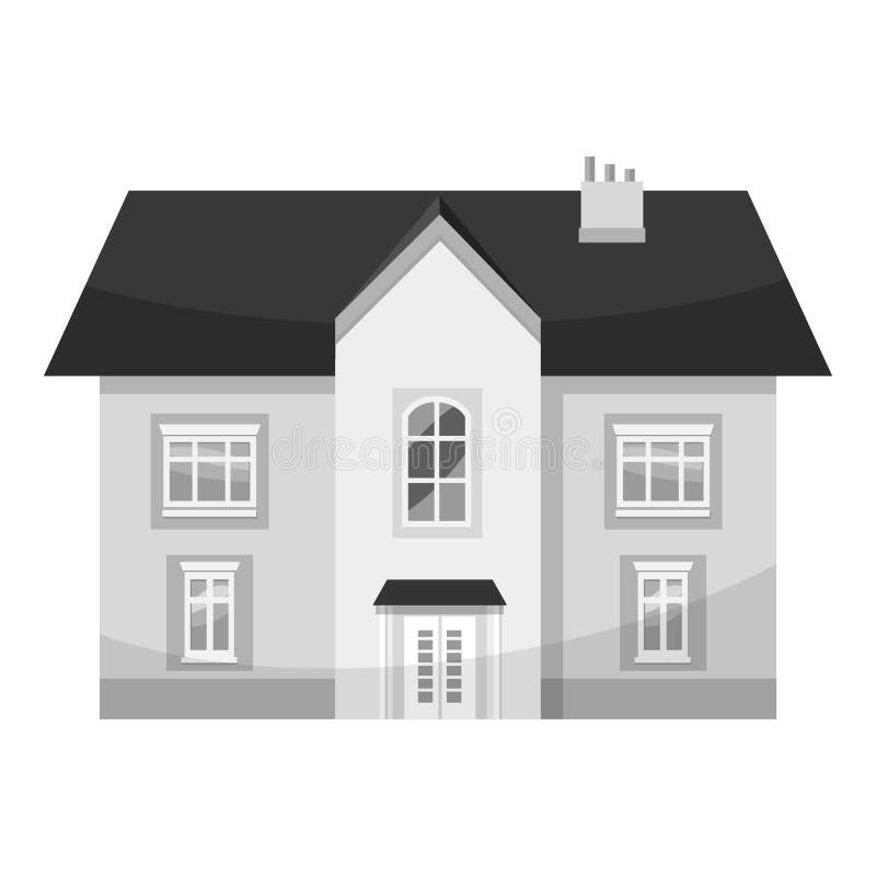 Two Storey House Icon, Gray Monochrome Style Stock Vector ...