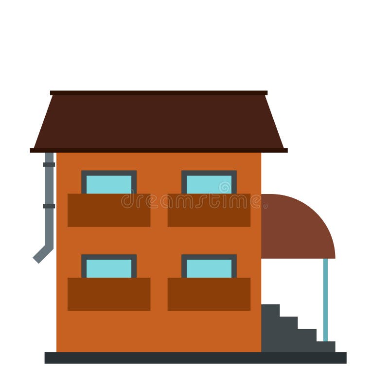Two-storey House With Balcony Flat Icon Stock Vector - Illustration of ...