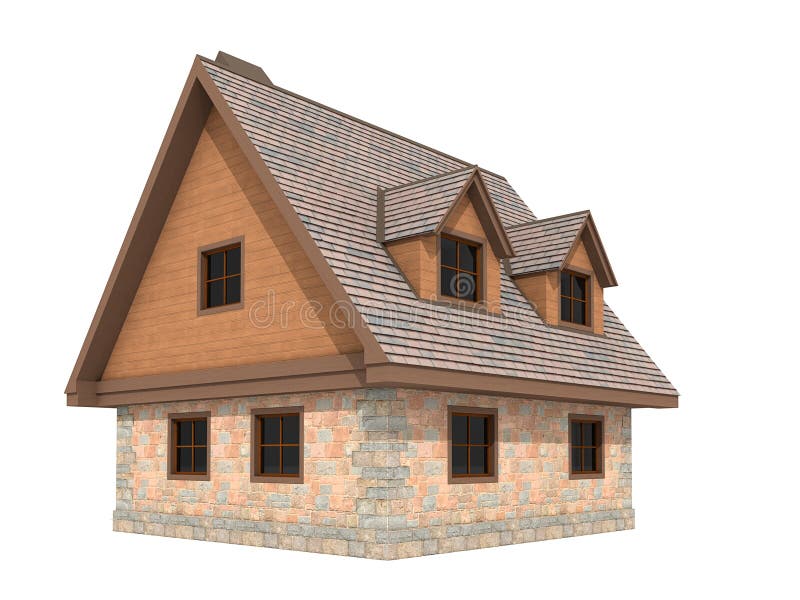 Two Storey Modern House on White Background Stock Illustration ...