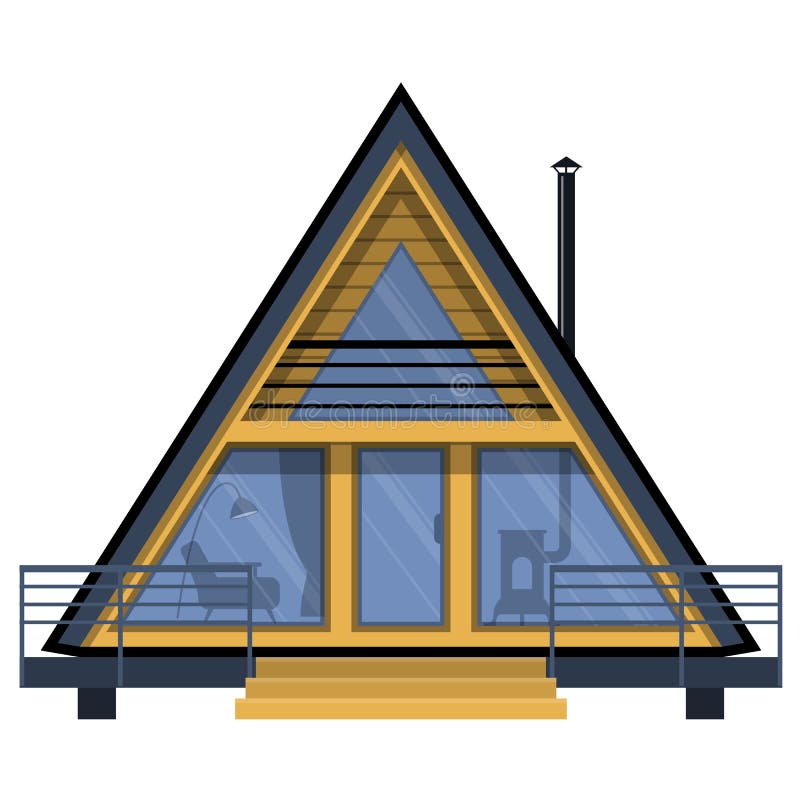 Two-storied a-frame House with Terrace, Summer Cottage, Front View ...
