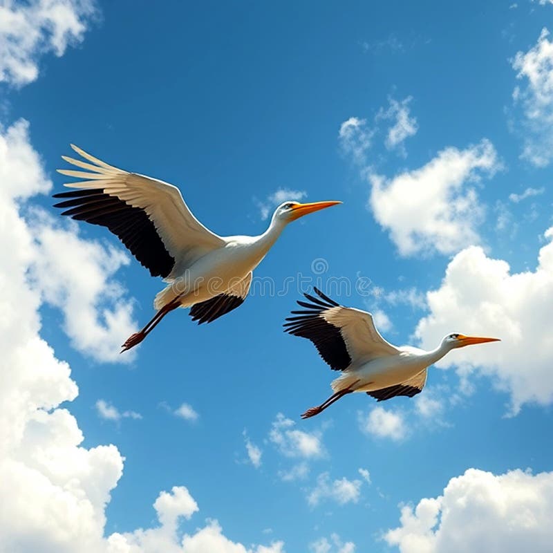 Blue Storks in a Seamless Pattern Design Stock Vector - Illustration of ...