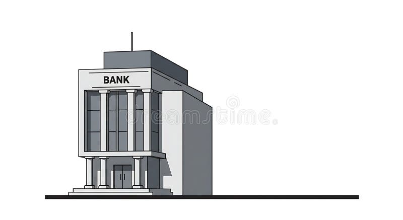 A Two-story Bank Building with a Rectangular, Symmetrical Design. the ...
