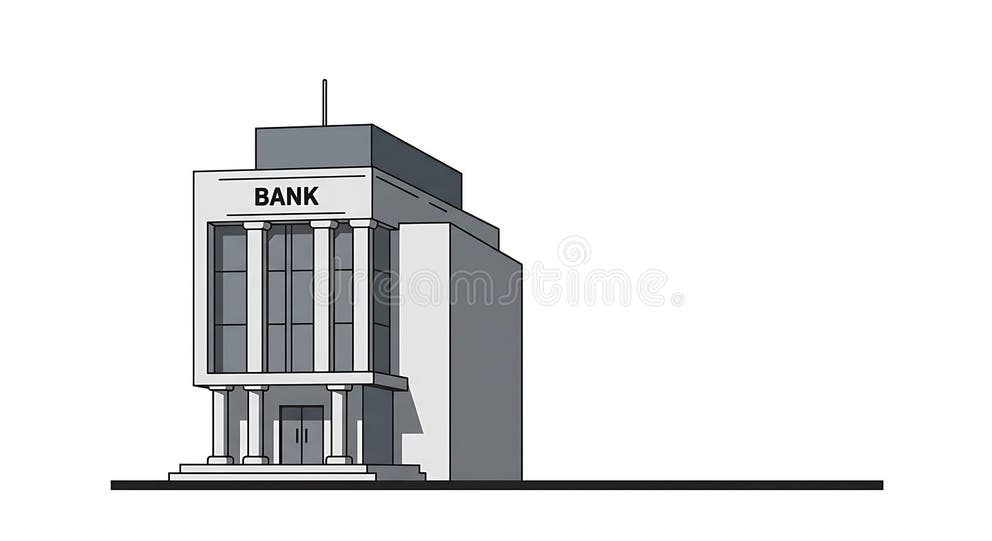 A Two-story Bank Building with a Rectangular, Symmetrical Design. the ...