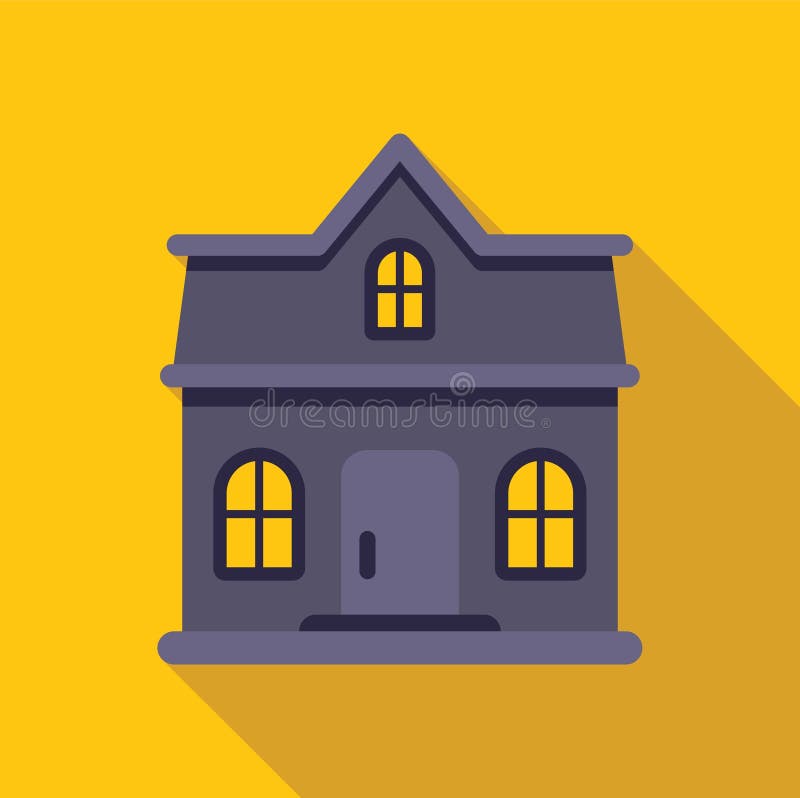 Two Story Haunted House Casting Long Shadow on Yellow Background Stock ...