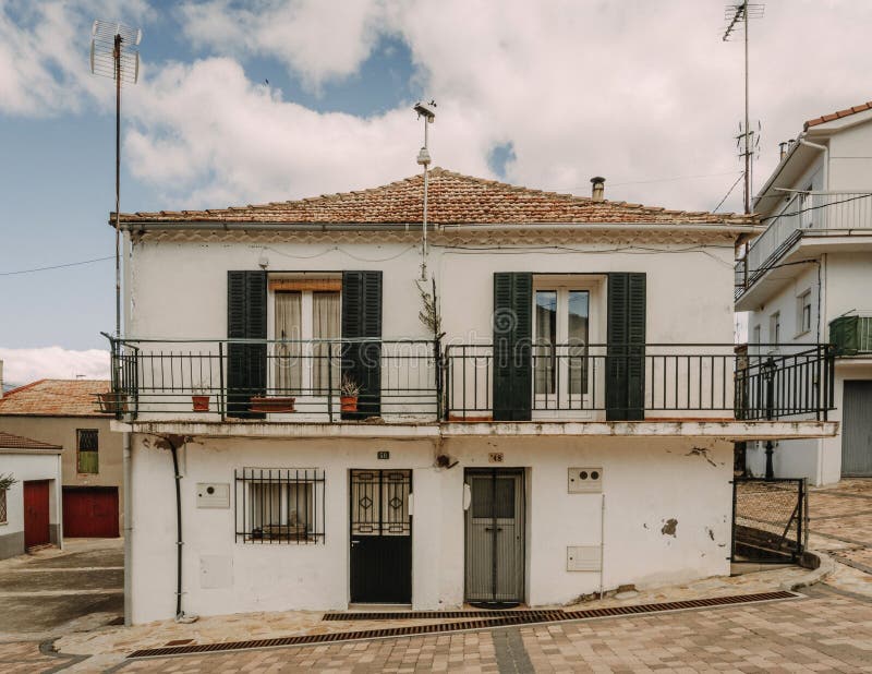 Two-story House with a Balcony on the Upper Level in Madrid, Spain ...