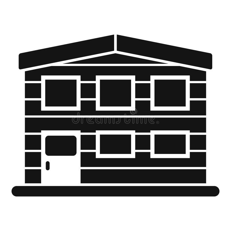 Two Story House Building Facade with Garage Door Icon Stock ...
