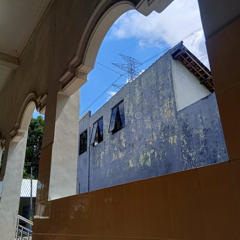 Two-story House on the Edge of the Mosque Stock Image - Image of house ...