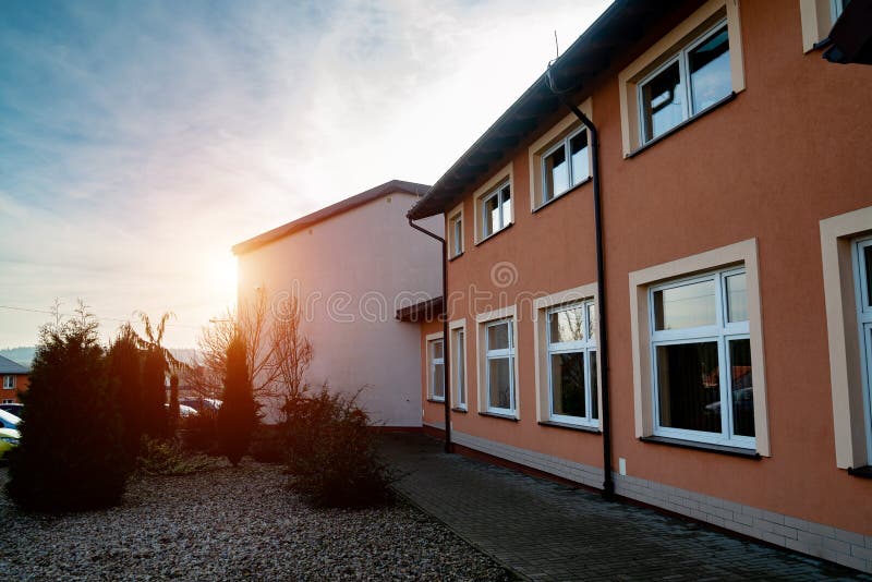 Two-story School Building in Poland Stock Image - Image of business ...