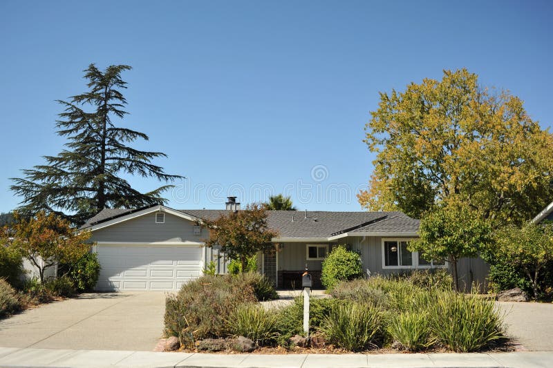 Two Story Single Family House with Driveway Stock Image - Image of ...