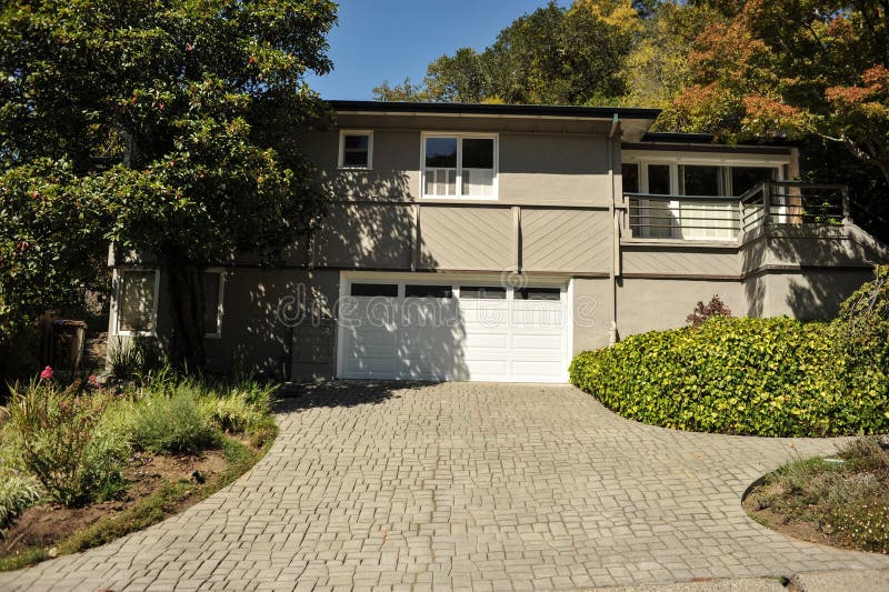 Two Story Single Family House with Driveway Stock Photo - Image of ...