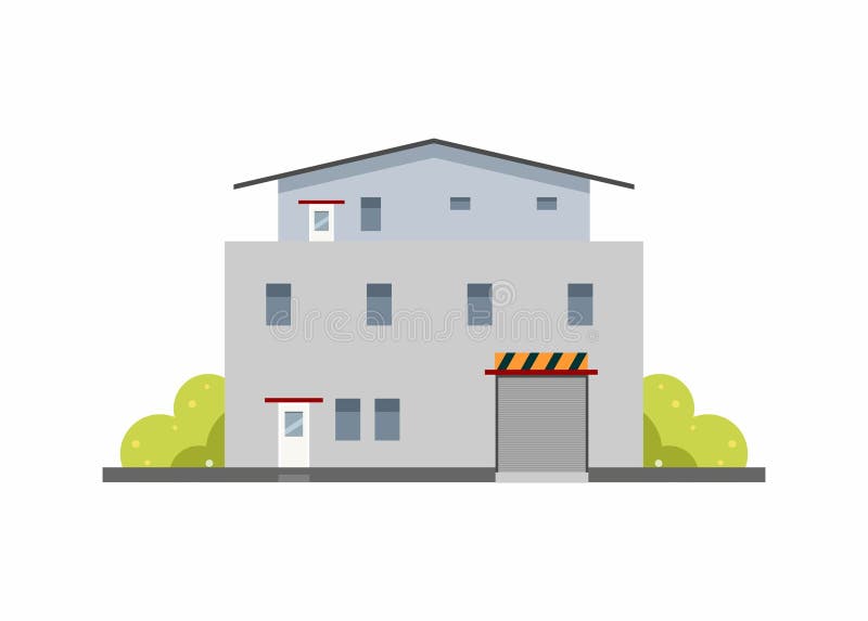 Two Story Warehouse Building. Simple Flat Illustration. Stock Vector ...