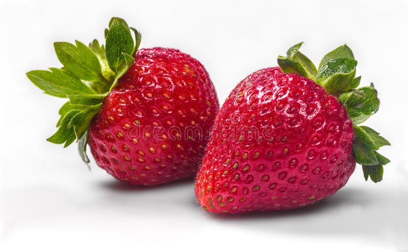 Two Ripe Red Strawberries Isolated on White Stock Photo - Image of ...