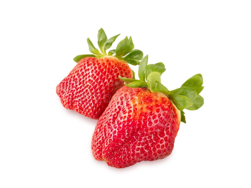 Two Strawberries Isolated on White Stock Photo - Image of summer, crop ...