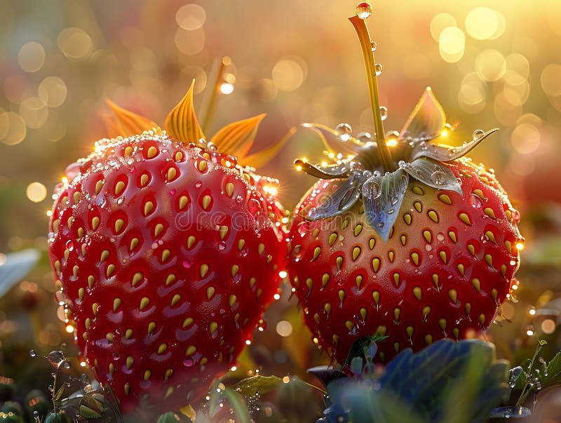 Two Strawberries are Shown in the Sunlight Stock Image - Image of ...