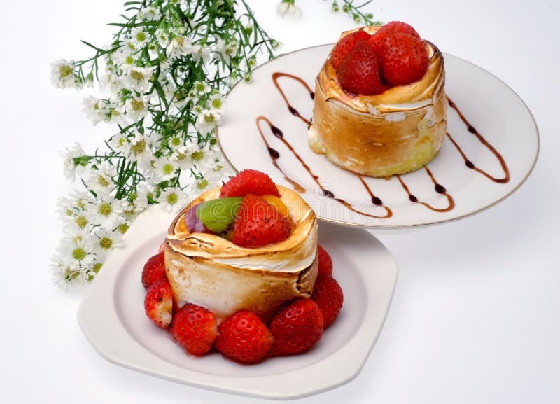 Two strawberry tarts stock photo. Image of party, cake - 3422102