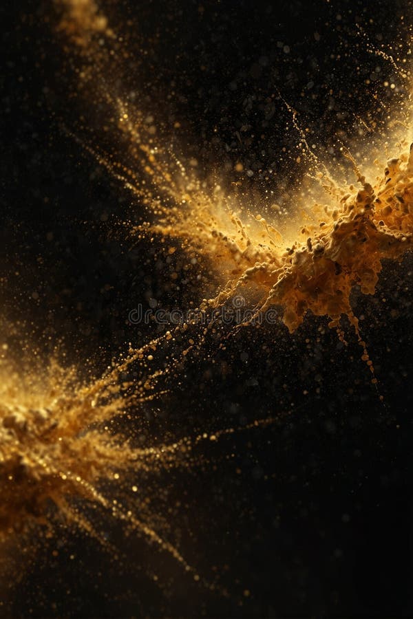Abstract Magic Gold Dust Against a Black Background Stock Illustration ...