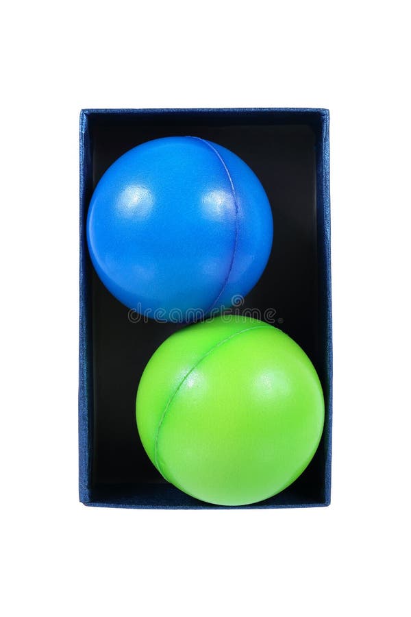 Two Stress Balls in Rectangle Box Isolated on White Stock Photo - Image ...