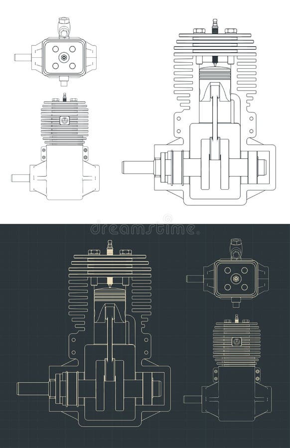 Two-stroke Engine Blueprints Stock Vector - Illustration of blueprints ...