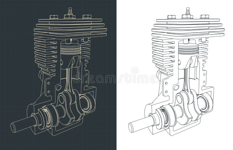 Two-stroke engine drawings stock vector. Illustration of gasoline ...