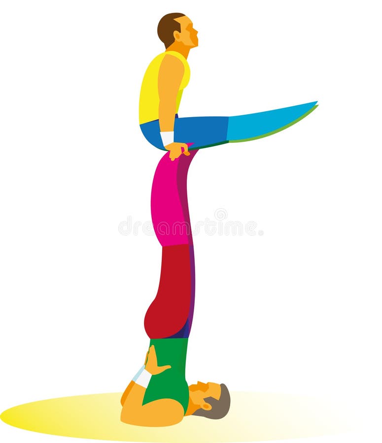 Two Men are Power Acrobats Who Demonstrate Their Skills Stock Vector ...