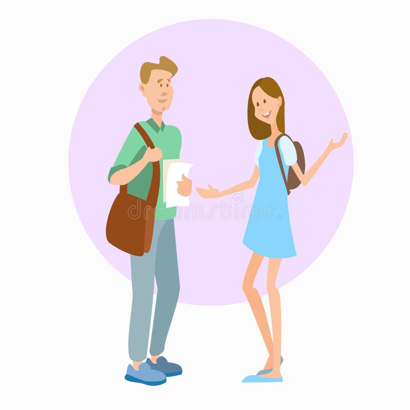 Two Student Boy and Girl University Education School Pupils ...