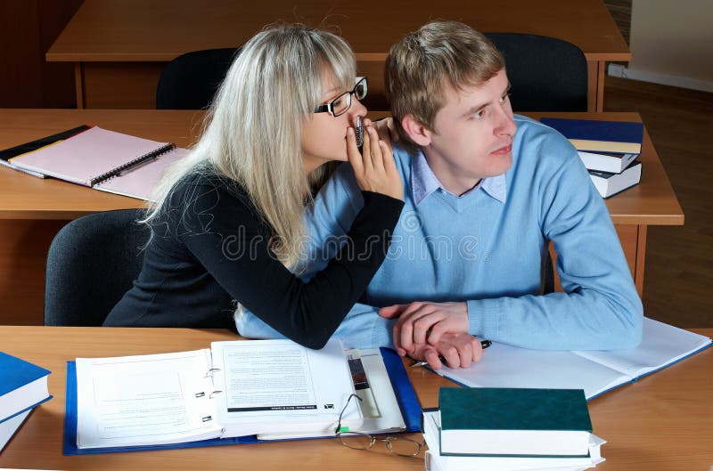 Two student in classroom stock photo. Image of late, adult - 12079444