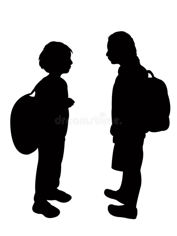 Two Student Girls Silhouette Stock Illustration - Illustration of girls ...