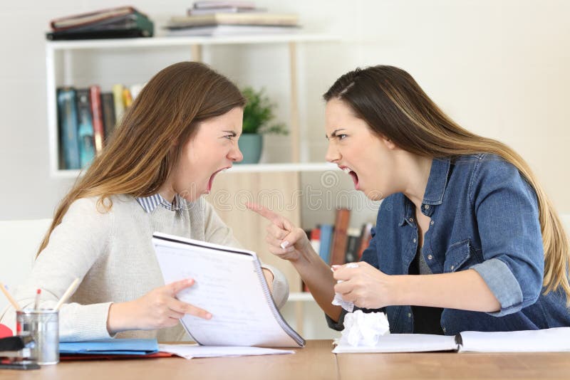 Two Students Arguing Doing Homework Stock Image - Image of feeling ...