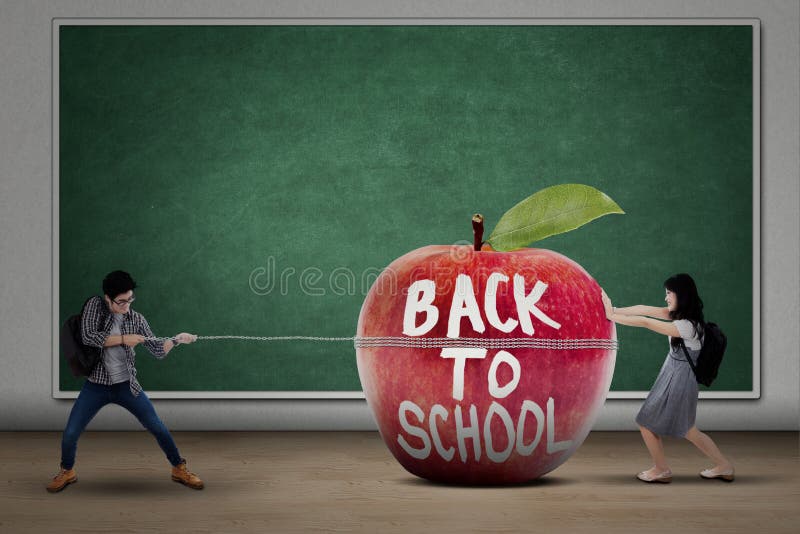Two Students Back To School Stock Photo - Image of blackboard, people ...