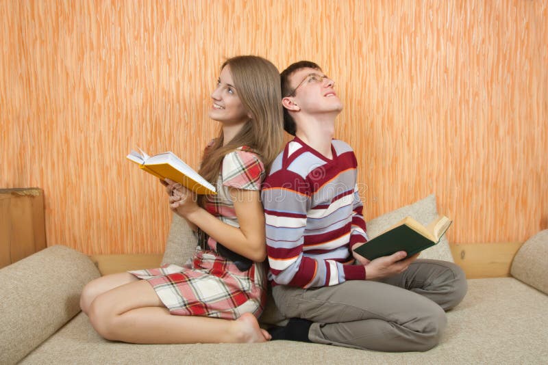 Two Students with Books at Home Stock Photo - Image of educated, female ...