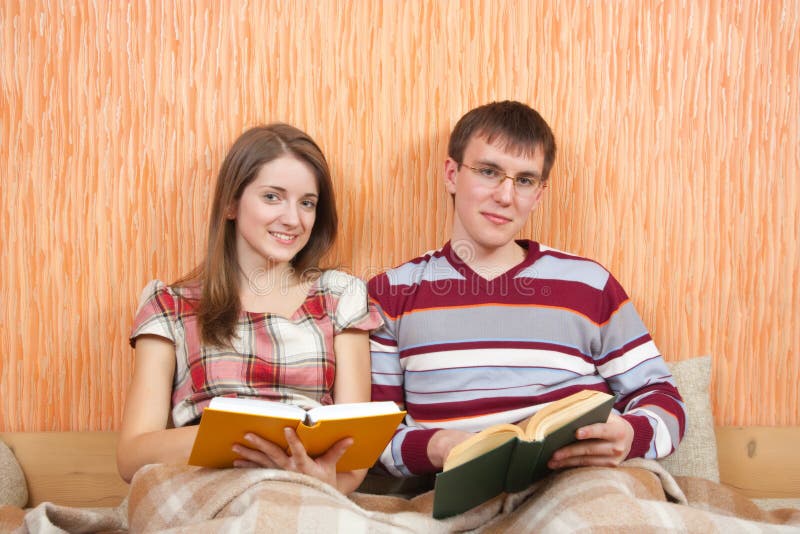 Two Students with Books at Home Stock Image - Image of relaxation ...