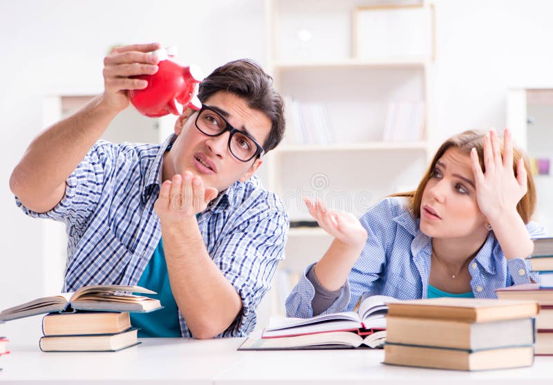 Two Students Checking Savings To Pay for Education Stock Photo - Image ...