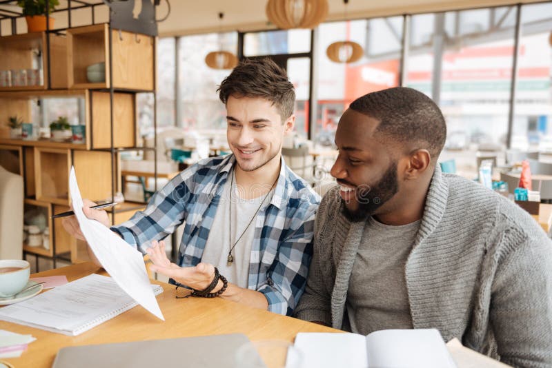 Two Students Checking Their Notes Stock Image - Image of library ...