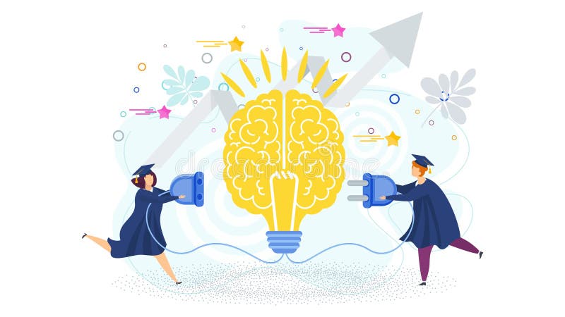 Two Students are Connect Brain To Network. Stock Vector - Illustration ...