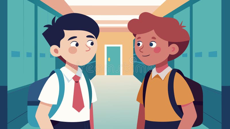 Two Students in Contrasting Uniforms Exchange Curious Glances As they ...
