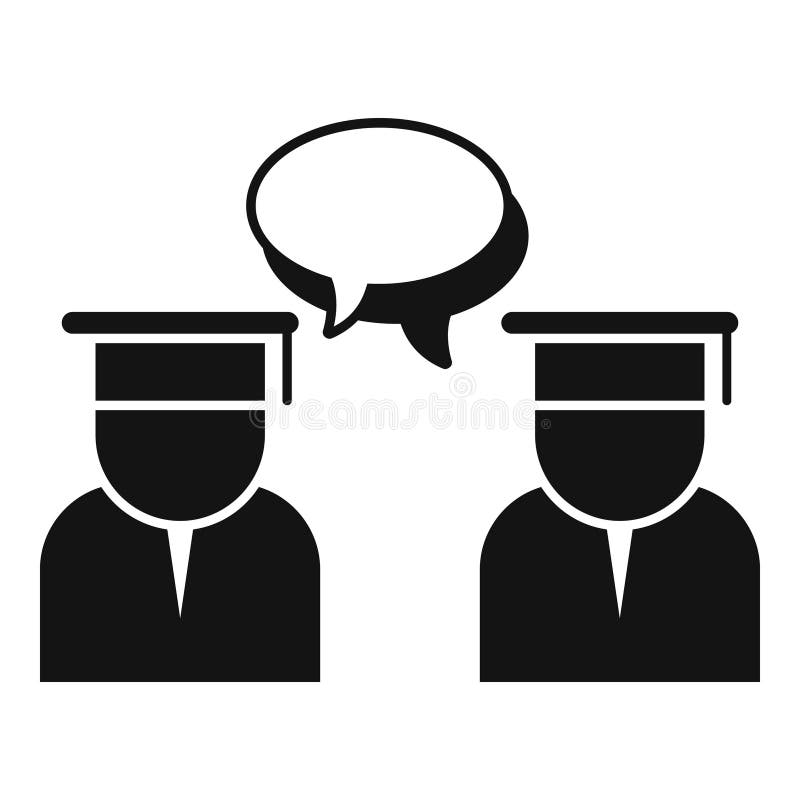 Two Students Discussing with Speech Bubble Icon Stock Vector ...