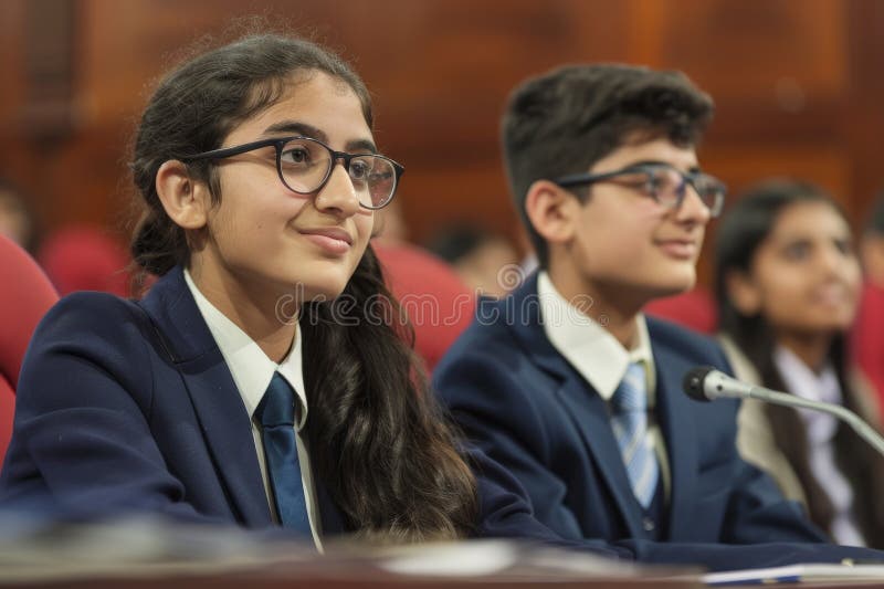 Two Students Dressed in Formal Attire Participate in a Debate ...