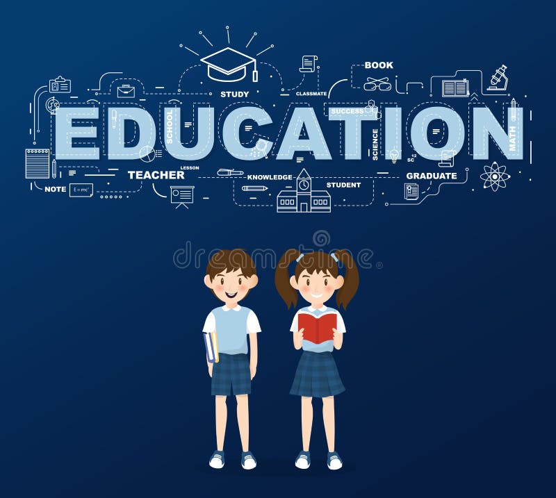 Two Students with Education Infographic Design Stock Illustration ...