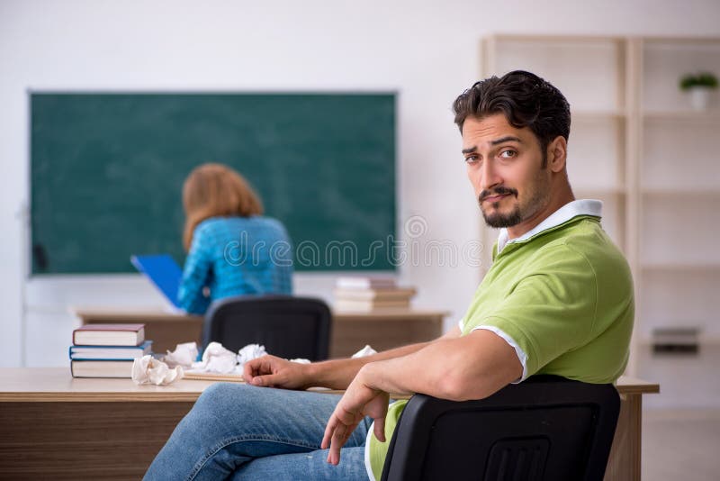 Two Students Having Fun in the Classroom Stock Photo - Image of ...