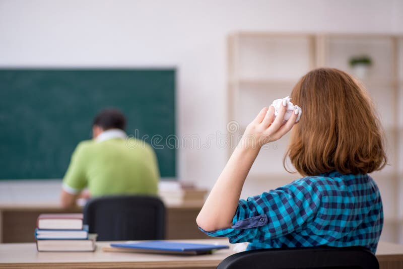 Two Students Having Fun in the Classroom Stock Image - Image of people ...