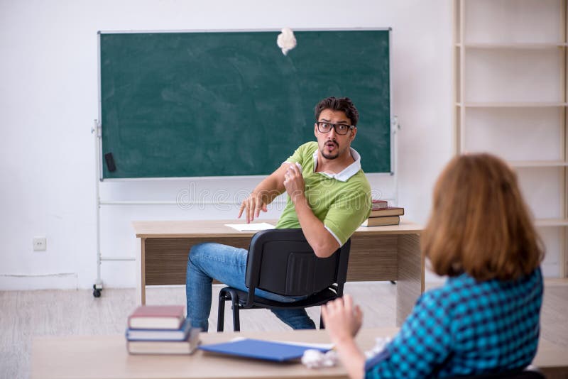 Two Students Having Fun in the Classroom Stock Image - Image of ...
