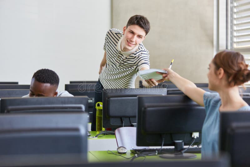 Two Students Help Each Other Stock Image - Image of teamwork, studies ...