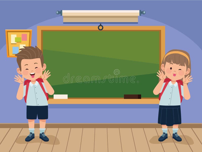 Two Students Kids in Classroom Stock Vector - Illustration of design ...