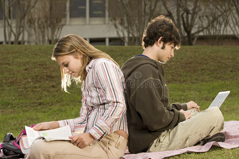 Two students outside stock photo. Image of friend, back - 62810604